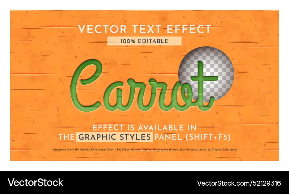 Carrot slice editable text effect graphic style Vector Image