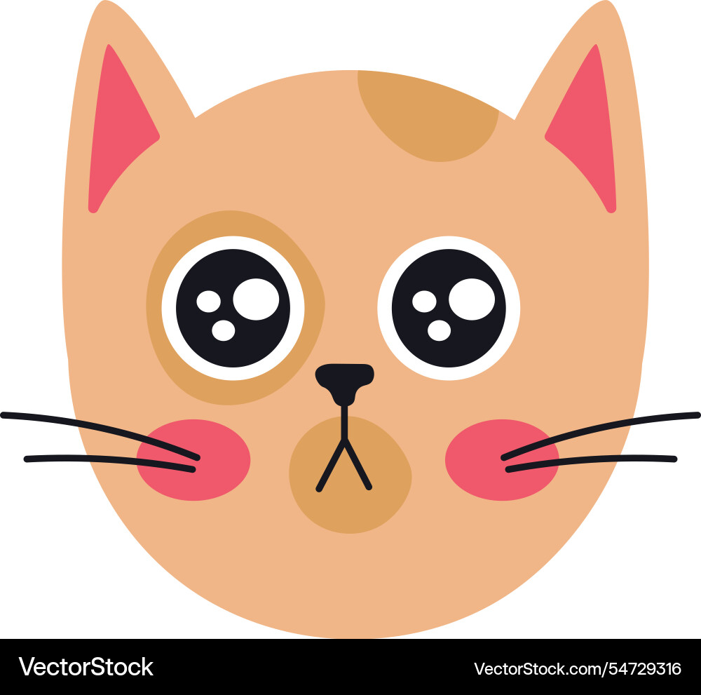 Charming cartoon cat face featuring large Vector Image