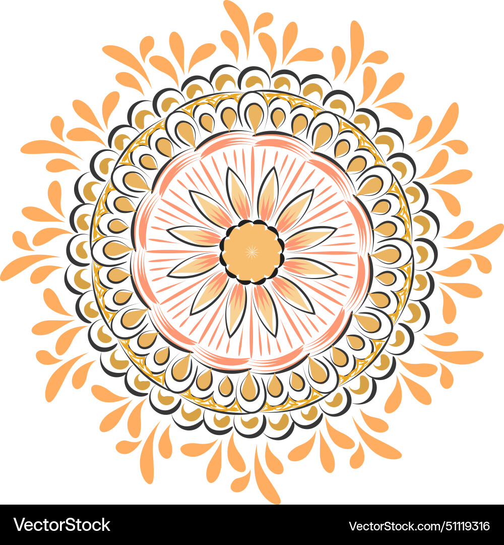 Elegant simple mandala line drawing for print Vector Image