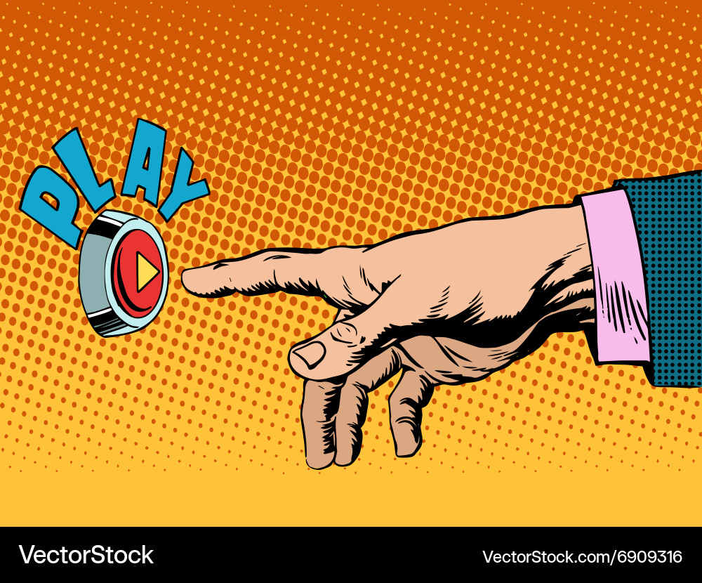 Hand Pressing Play Button Royalty Free Vector Image