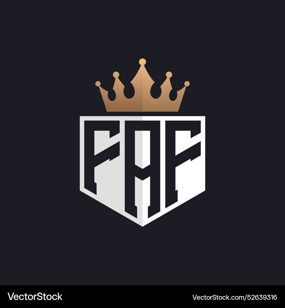 Luxury faf logo with crown elegant initials Vector Image
