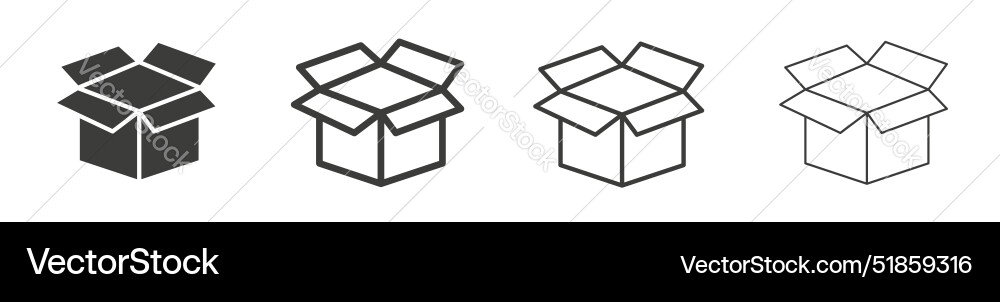 Open box icon set open package sign open product Vector Image