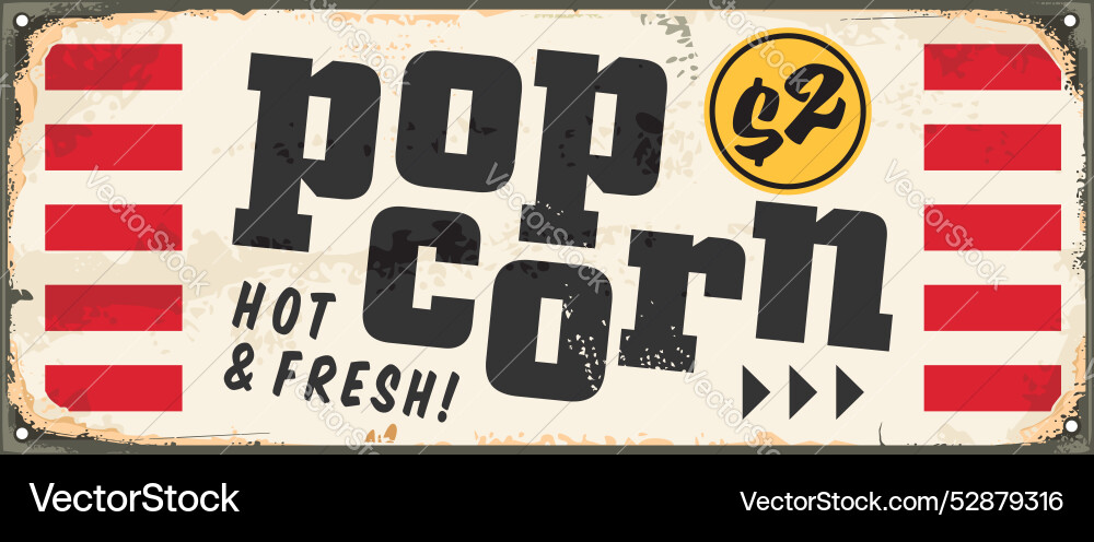 Pop corn retro sign Royalty Free Vector Image - VectorStock