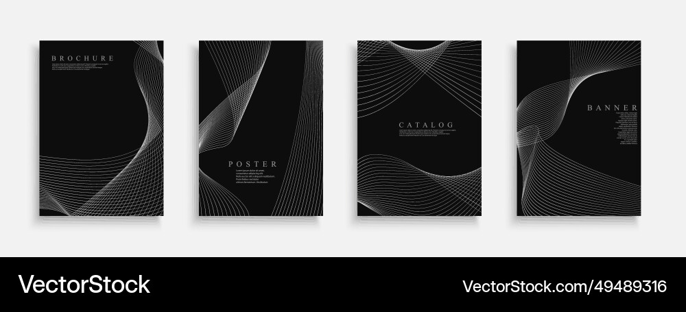 Set of black abstract striped covers templates Vector Image