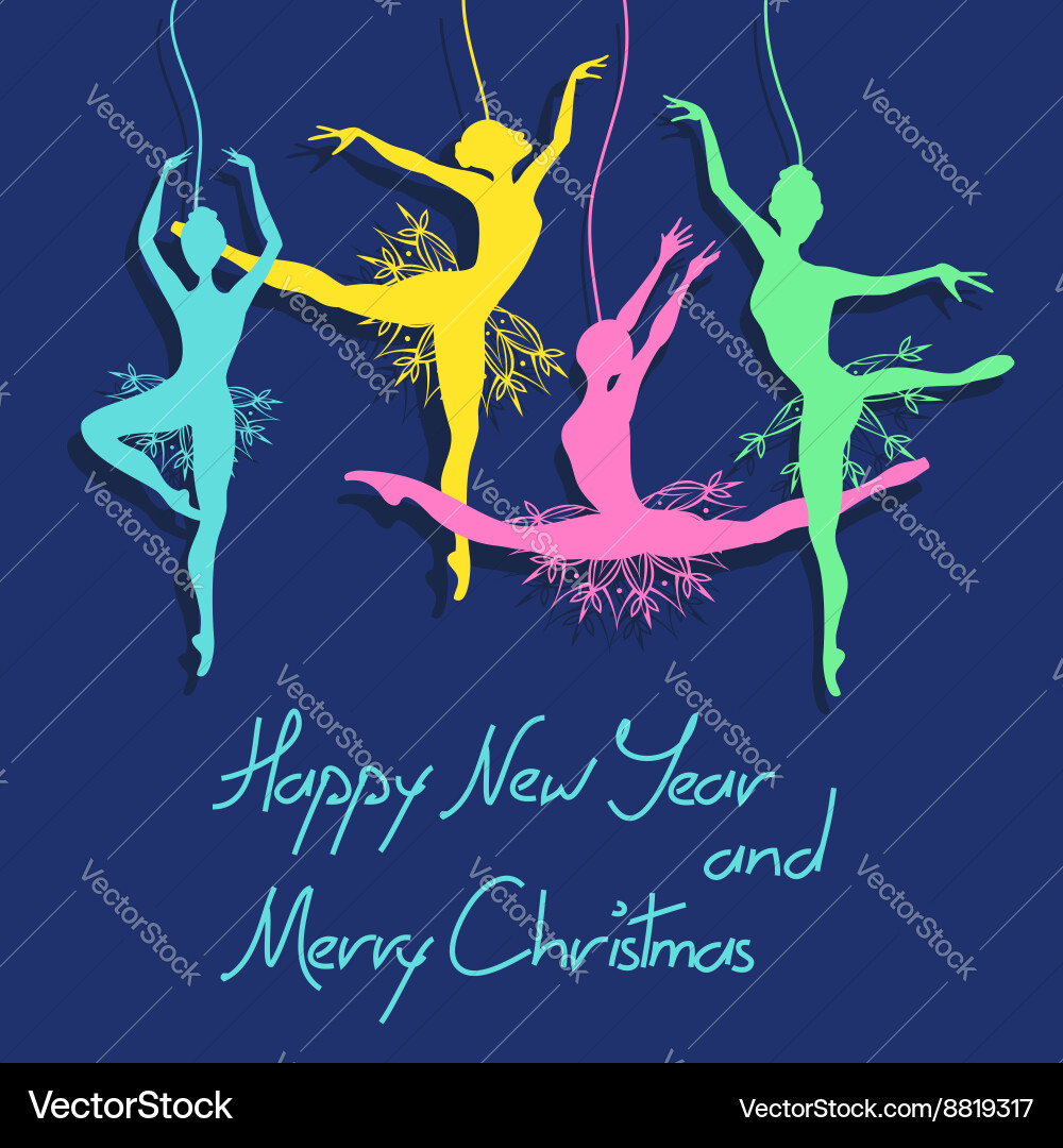 Ballet Dancer Christmas Card Royalty Free Vector Image
