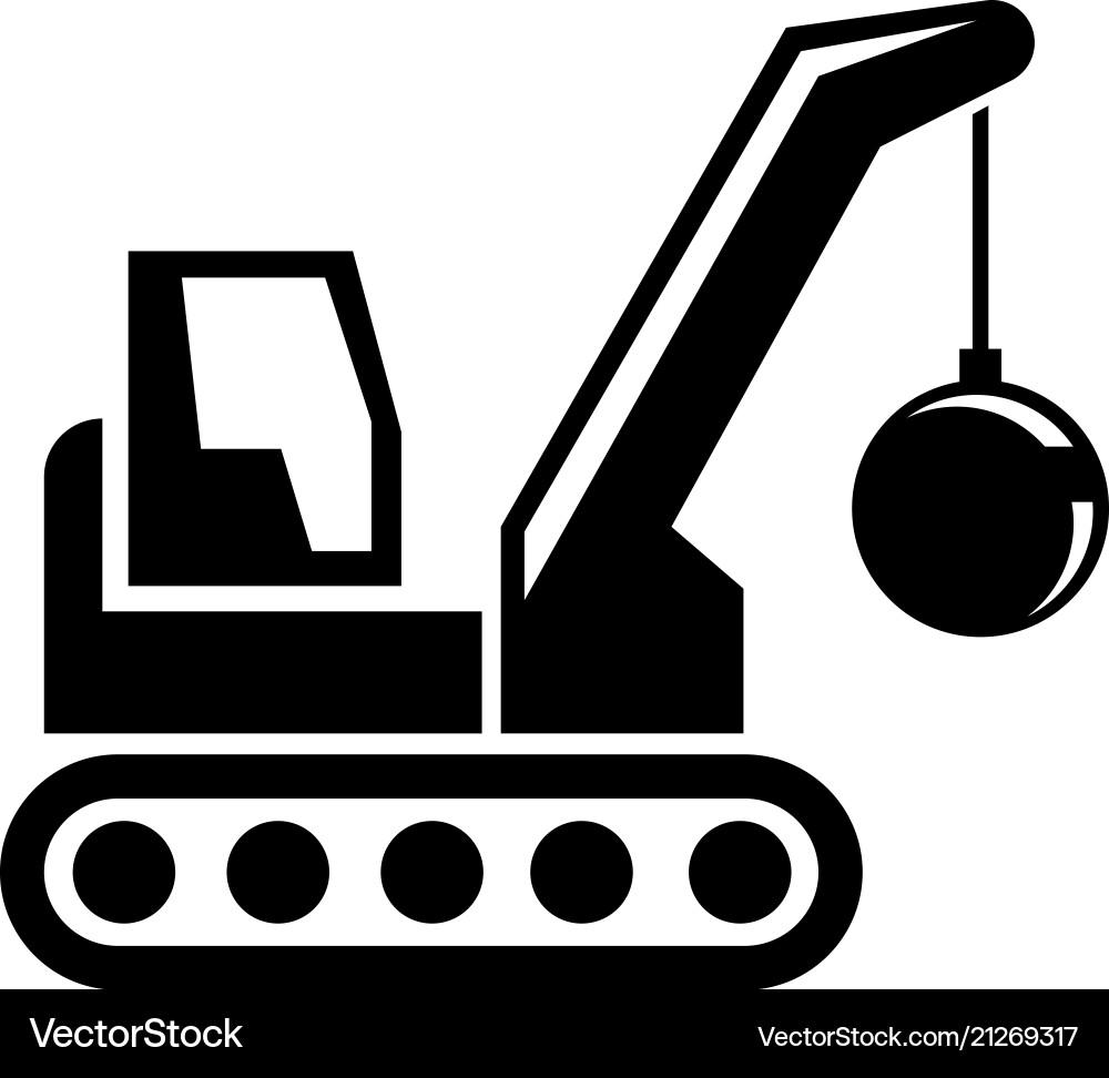 Demolition building machine crane with wrecking Vector Image