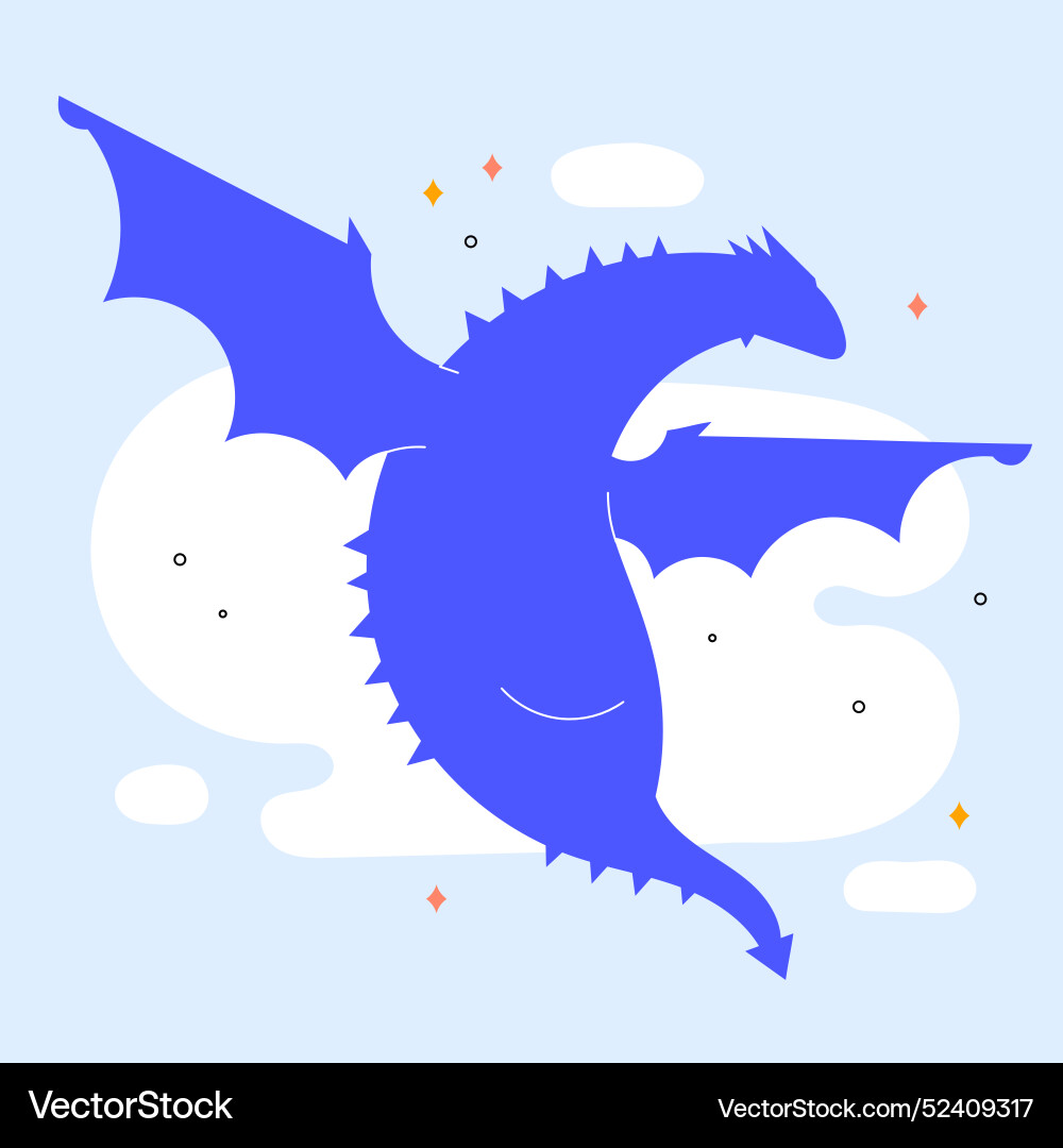 Flat design dragon silhouette Royalty Free Vector Image
