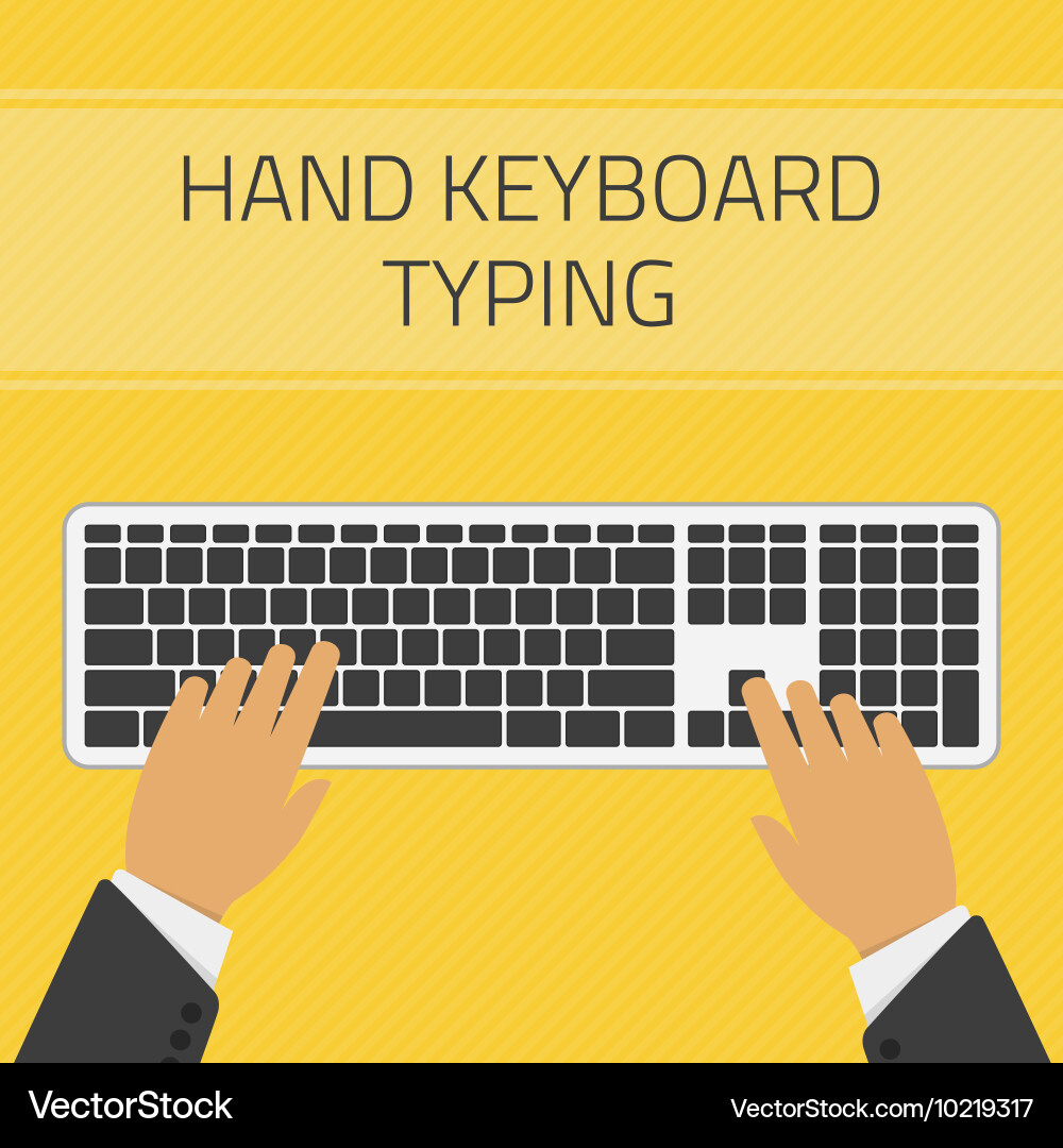 Hand keyboard typing Royalty Free Vector Image