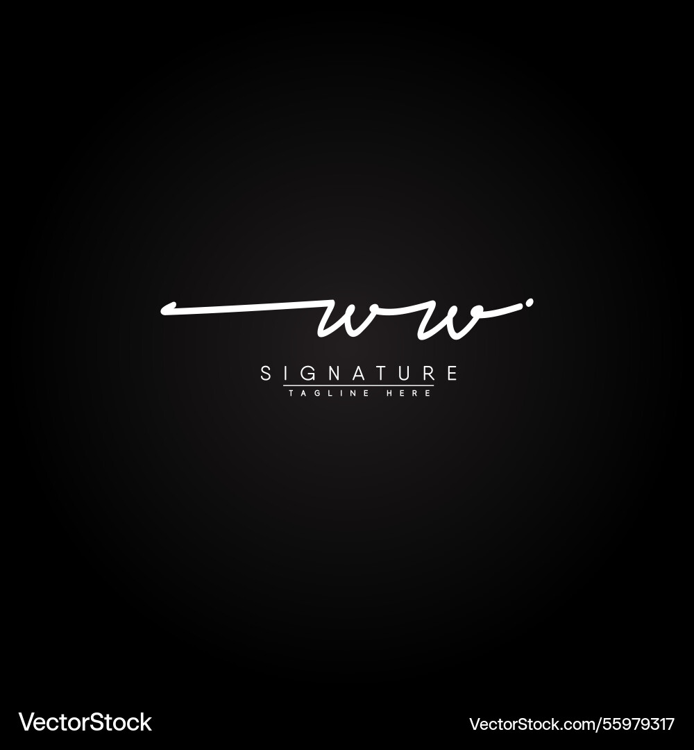 Handwritten signature logo for initial letter ww Vector Image