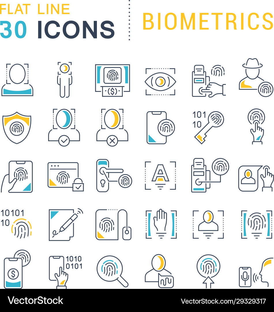 Set line icons biometrics Royalty Free Vector Image