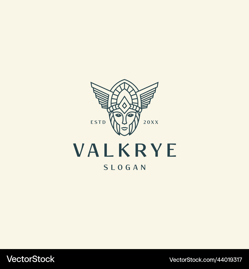 Valkyrie Line Art Logo Royalty Free Vector Image