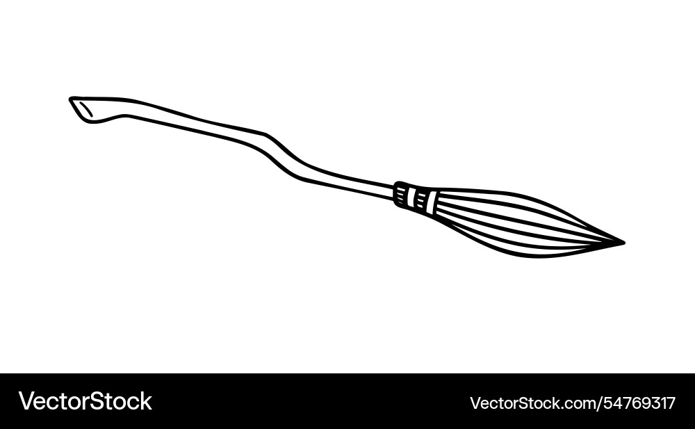 Witch broom doodle hand drawn icon outline Vector Image