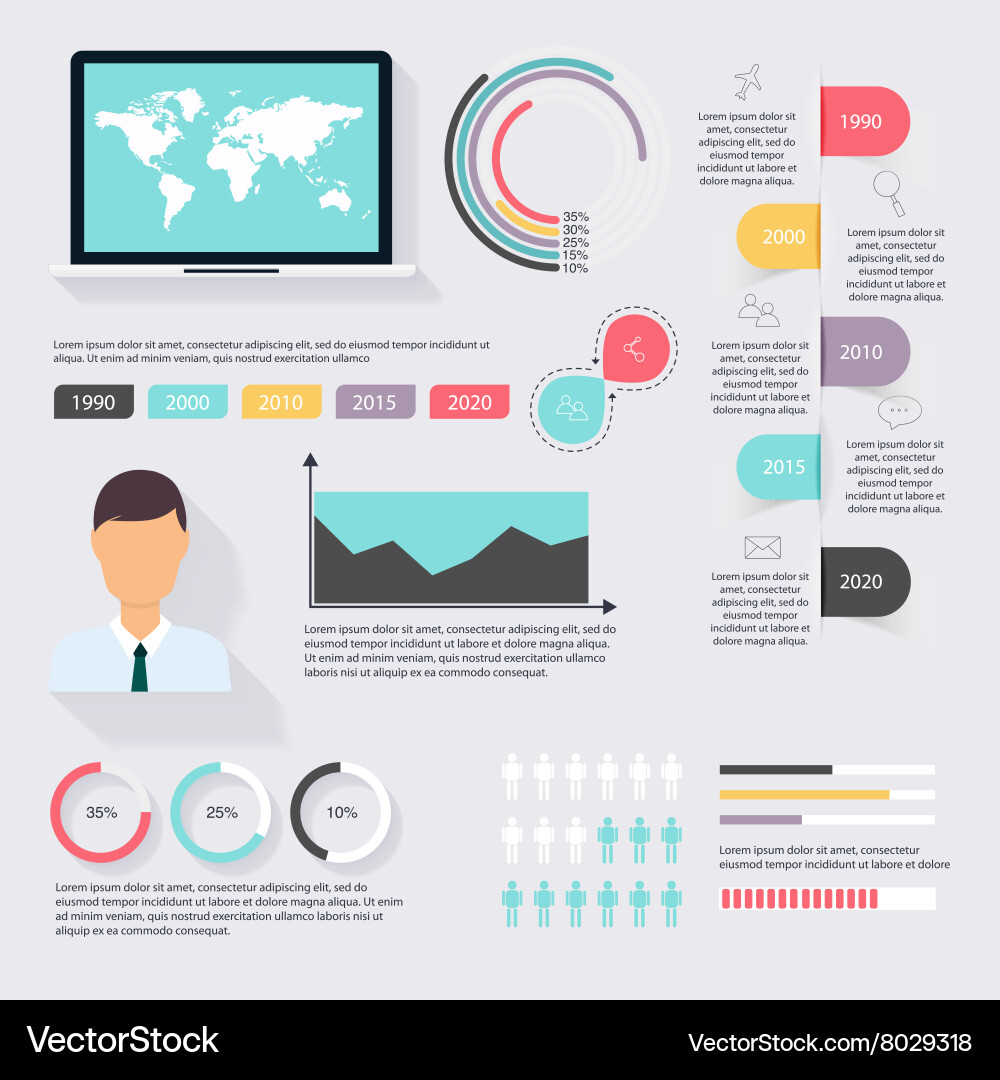 Business data market elements dot bar pie charts Vector Image Business data market elements dot bar pie charts Vector Image