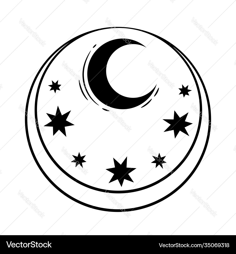 Celestial Moon & Star Frame Royalty Free Vector Image