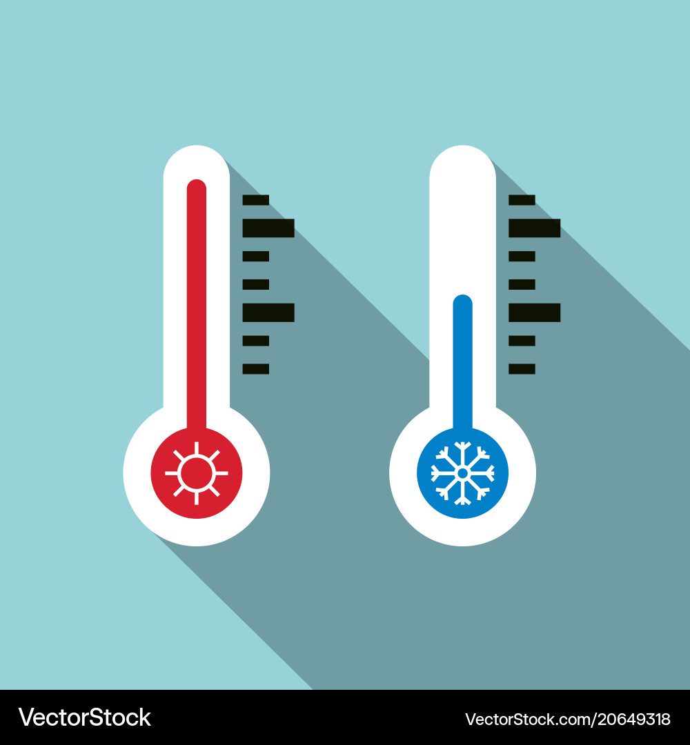 Cold and hot temperature icons thermometer symbol Vector Image