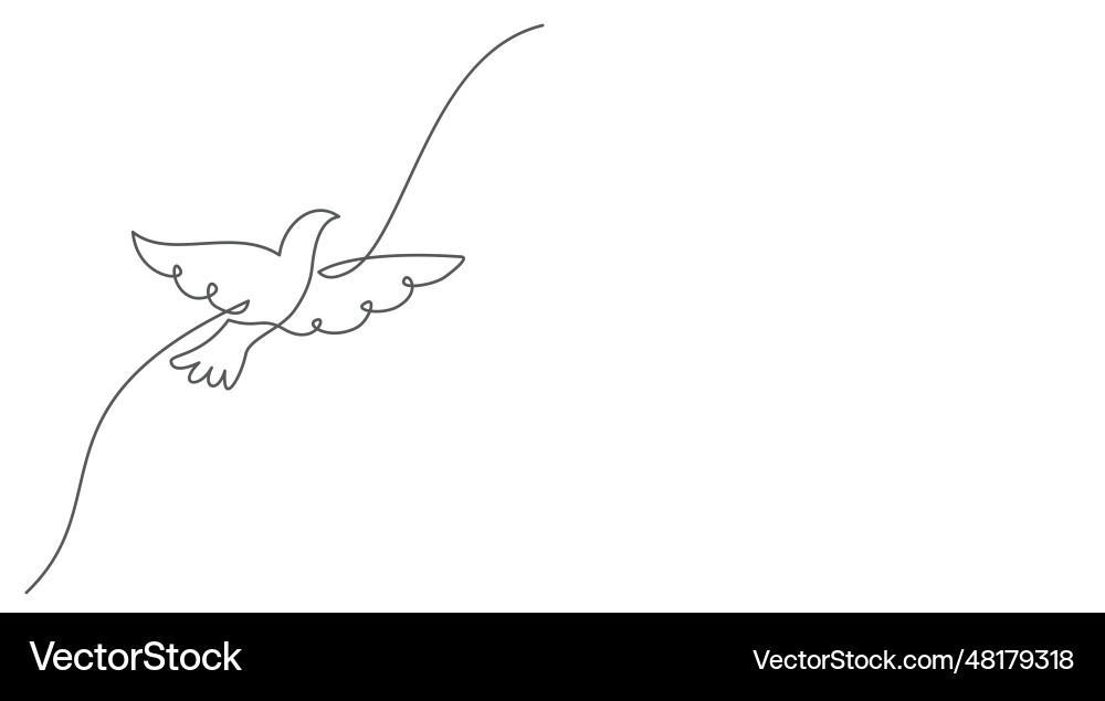 Dove one line drawing on white background Vector Image