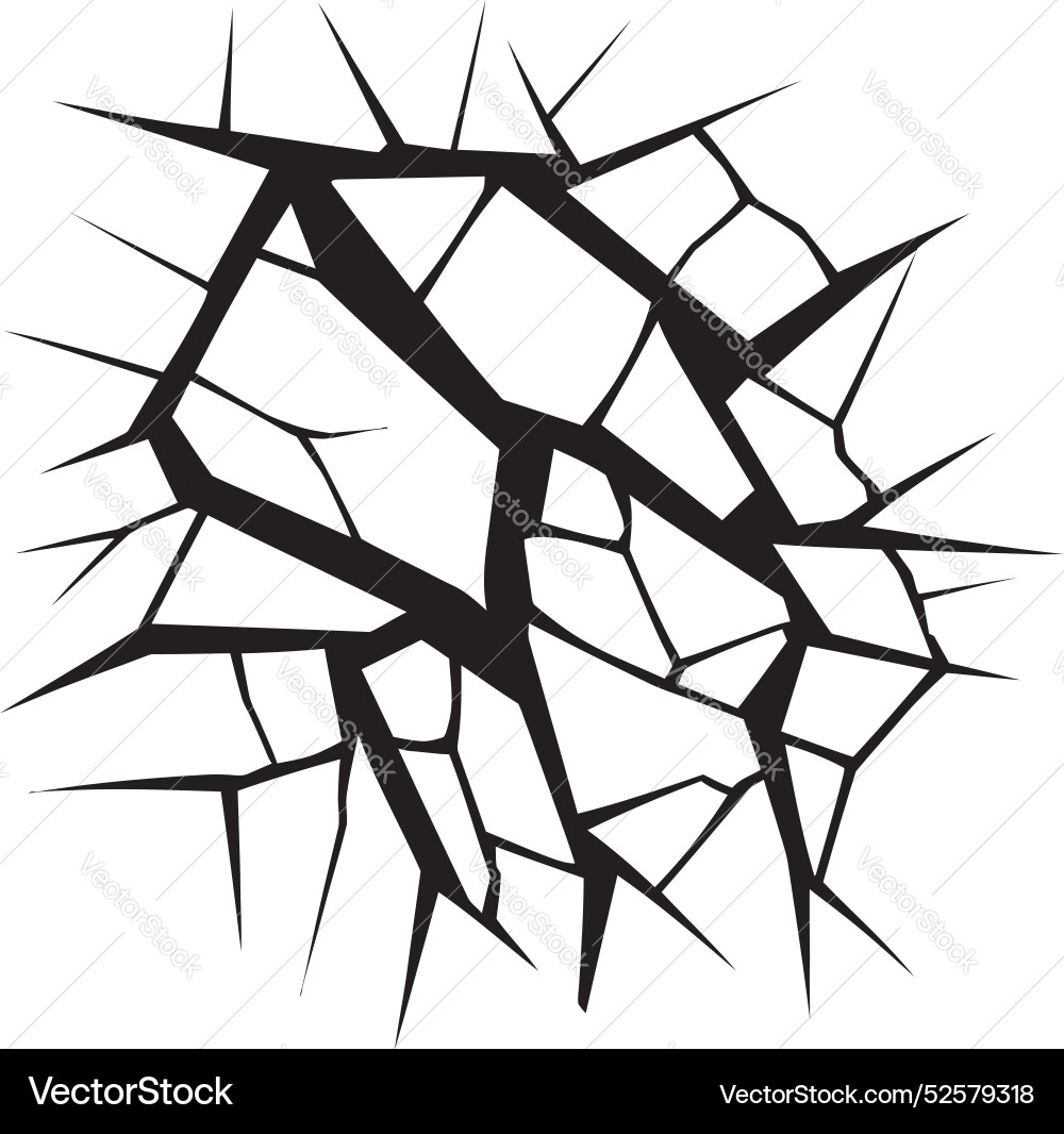 Shattered sketchlines hand drawn crack emblem Vector Image
