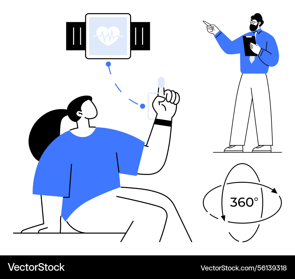 Smartwatch monitoring health data while trainer Vector Image
