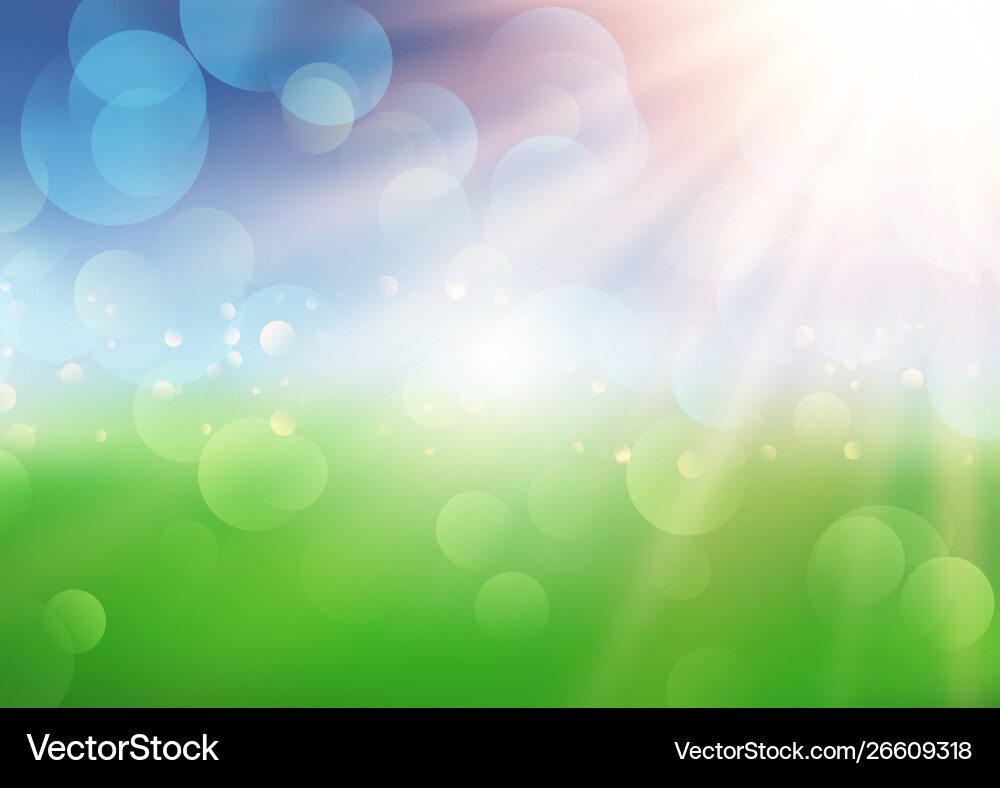 Summer background with sun rays on defocussed Vector Image