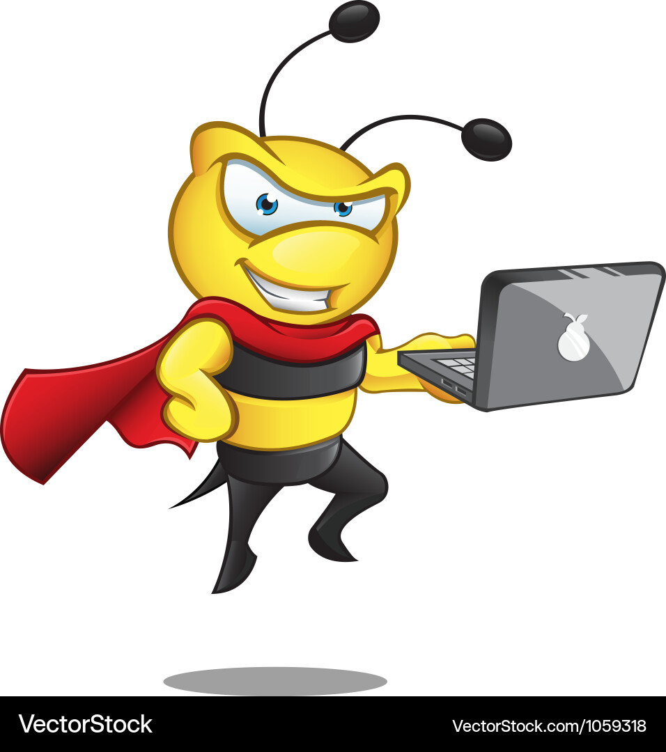Super bee laptop Royalty Free Vector Image - VectorStock