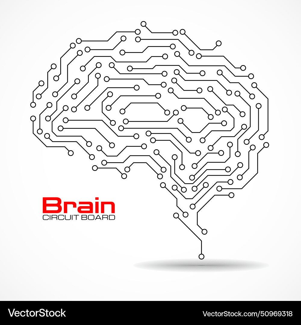 Technological brain circuit board Royalty Free Vector Image