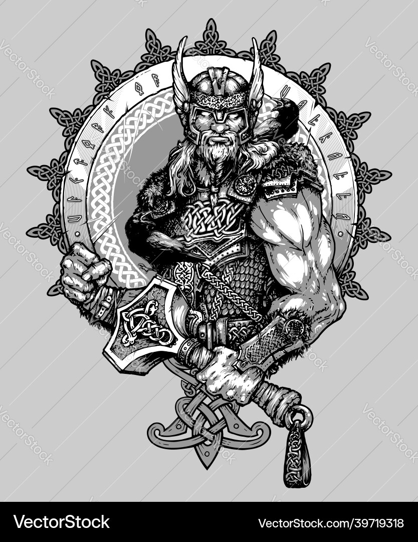Thor a hand-drawn drawing Royalty Free Vector Image