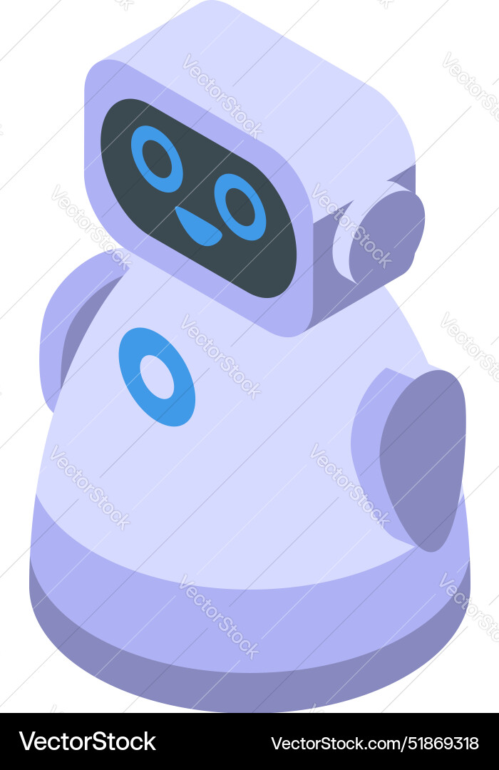 White chatbot smiling with digital face isometric Vector Image