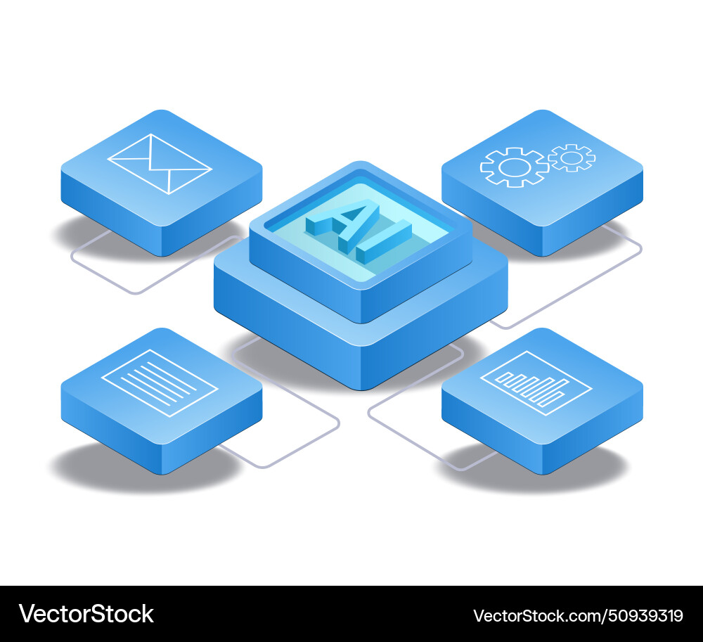 Artificial intelligence network management flat Vector Image