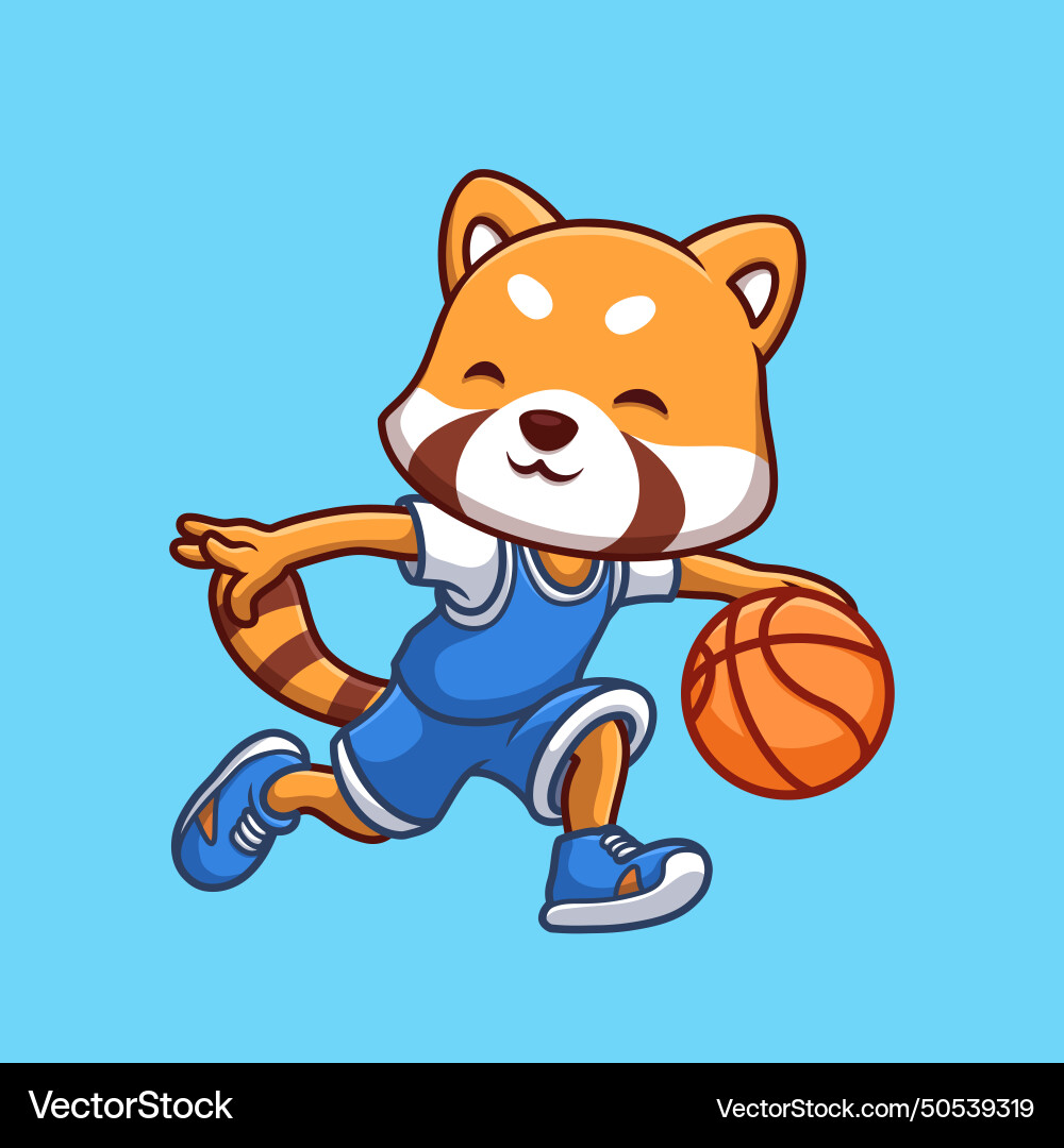Basketball red panda cartoon Royalty Free Vector Image