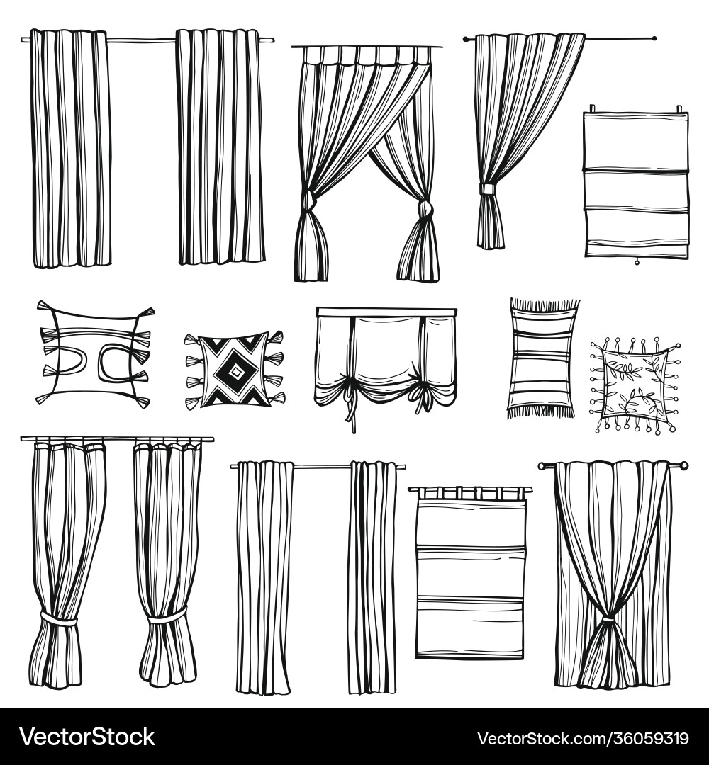 Curtains for windows Royalty Free Vector Image