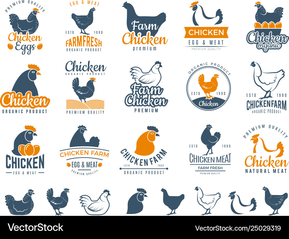 Farm Fresh Chicken Badges & Labels Royalty Free Vector