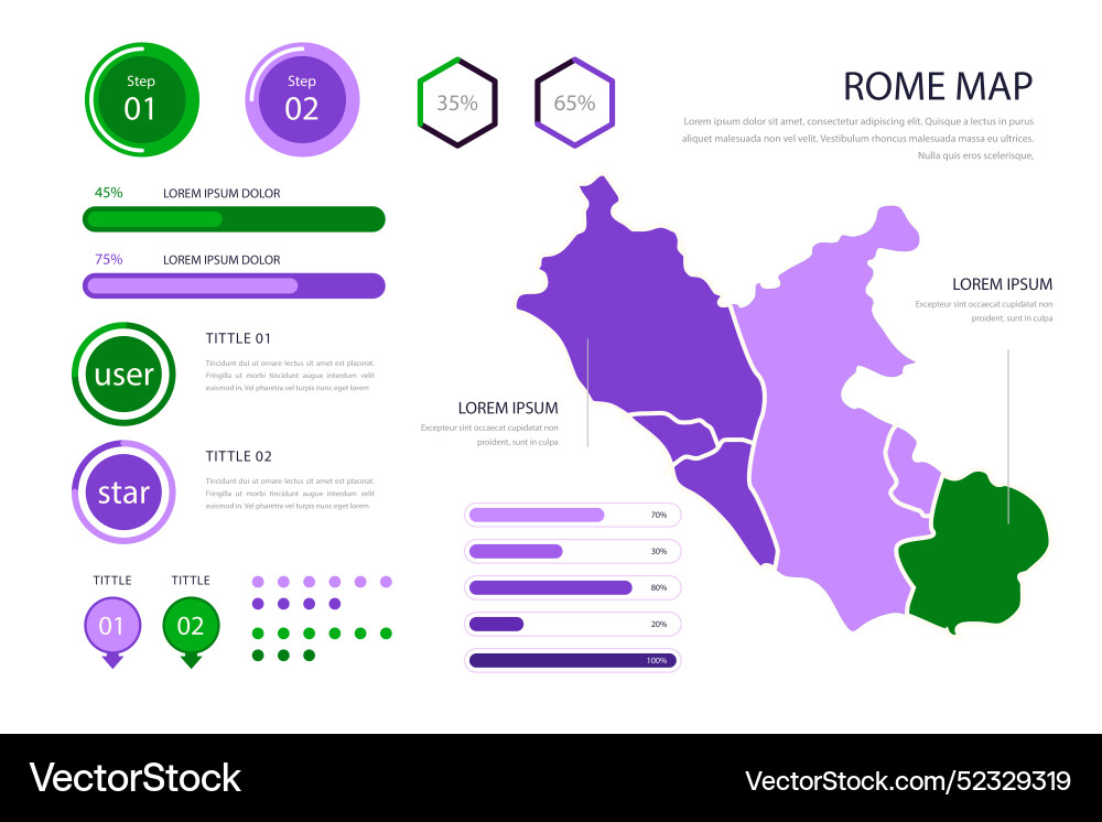 Flat rome map infographics with statistics Vector Image