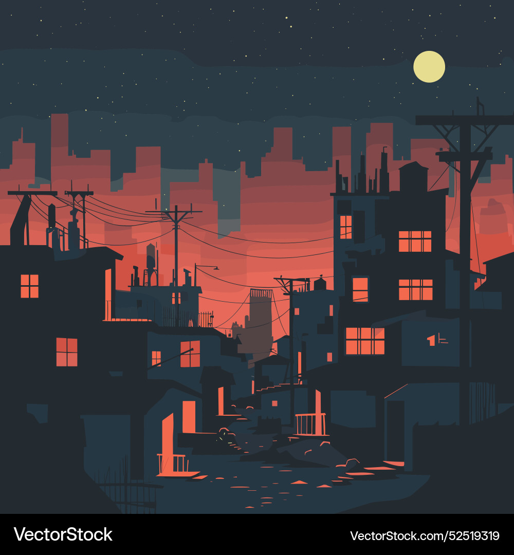 Nighttime cityscape backdrop illuminated windows Vector Image