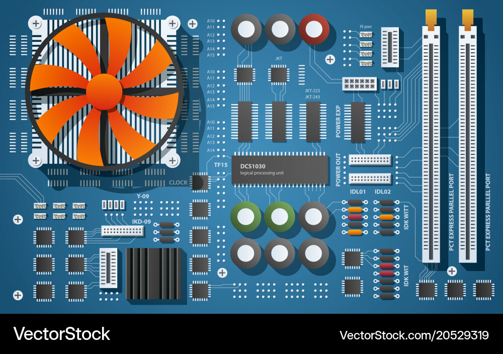 Realistic motherboard Royalty Free Vector Image