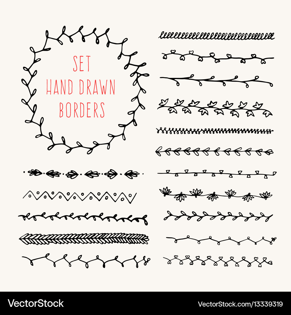 Set hand drawn line border Royalty Free Vector Image