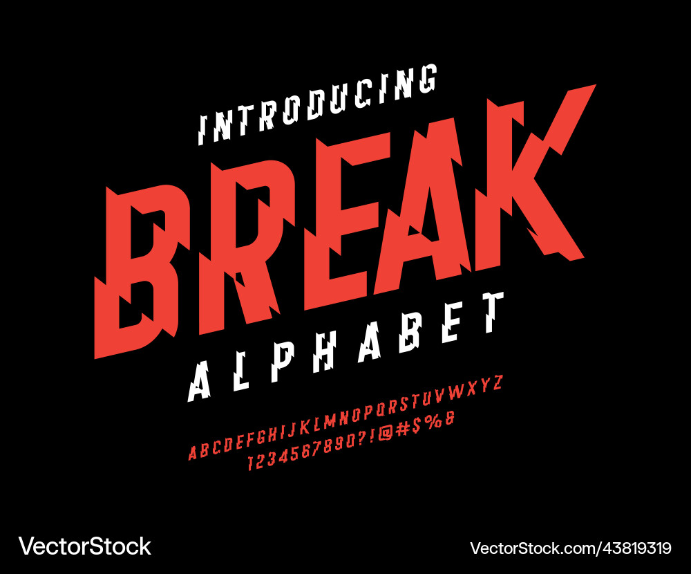 Shattered Font Style Royalty Free Vector Image