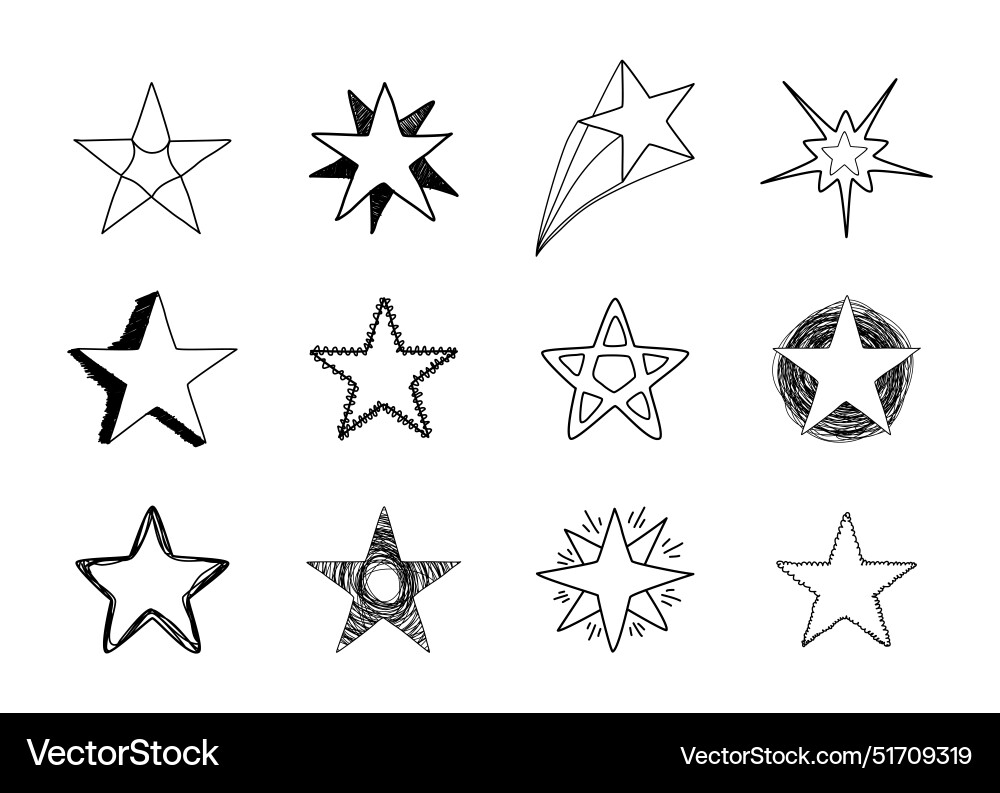 Stars of different hand drawn styles element Vector Image