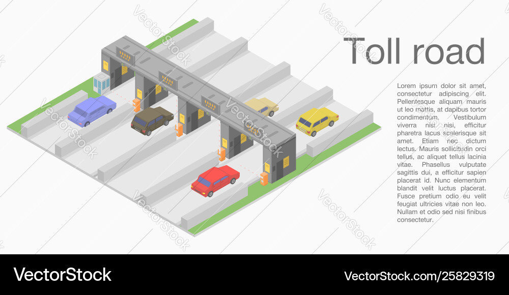 Toll road concept banner isometric style Vector Image