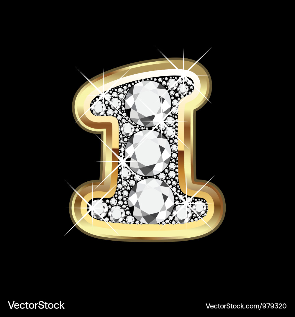 1 number gold and diamond Royalty Free Vector Image