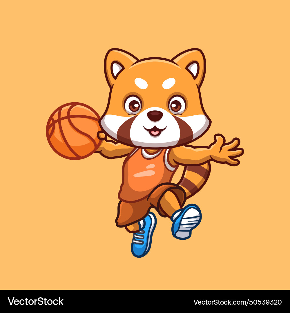 Basketball red panda cartoon Royalty Free Vector Image