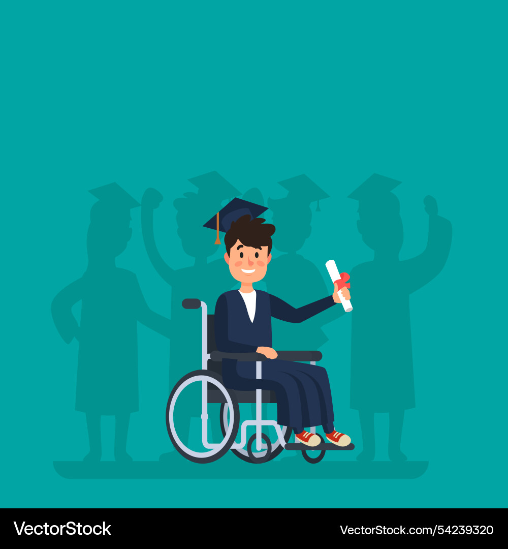 Celebrating academic achievement a happy disabled Vector Image