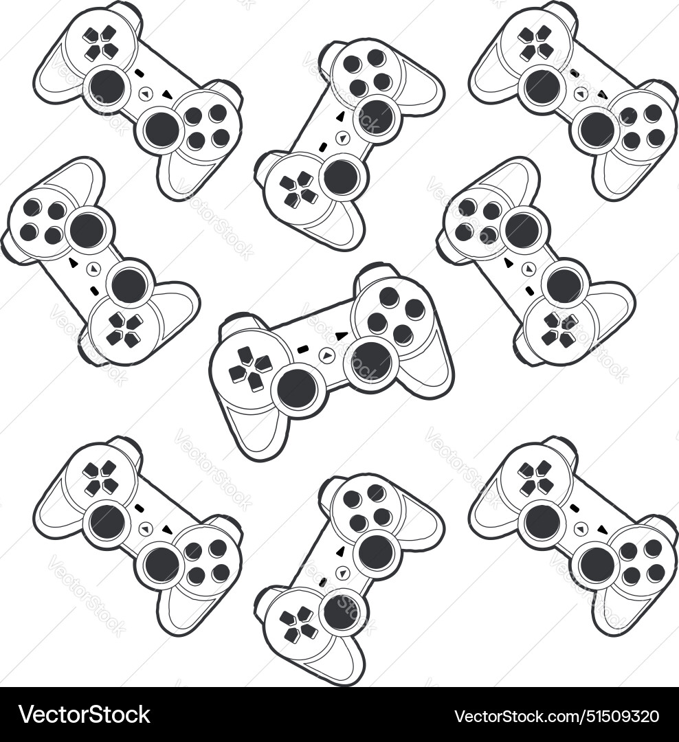 Controller game play station line art Royalty Free Vector
