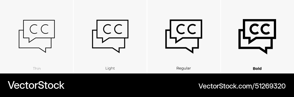 Creative commons icon thin light regular and bold Vector Image