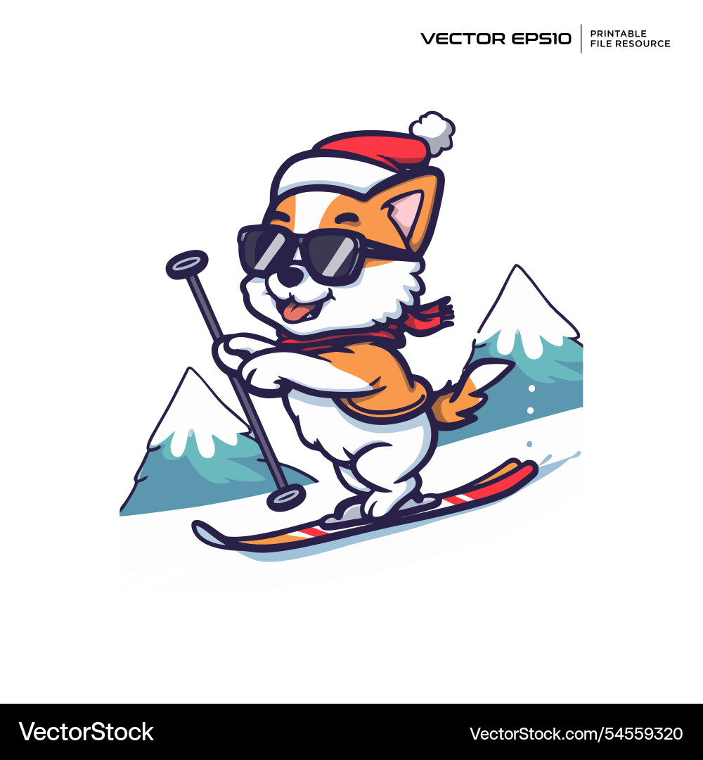 Cute dogs playing ice skating character mascot Vector Image