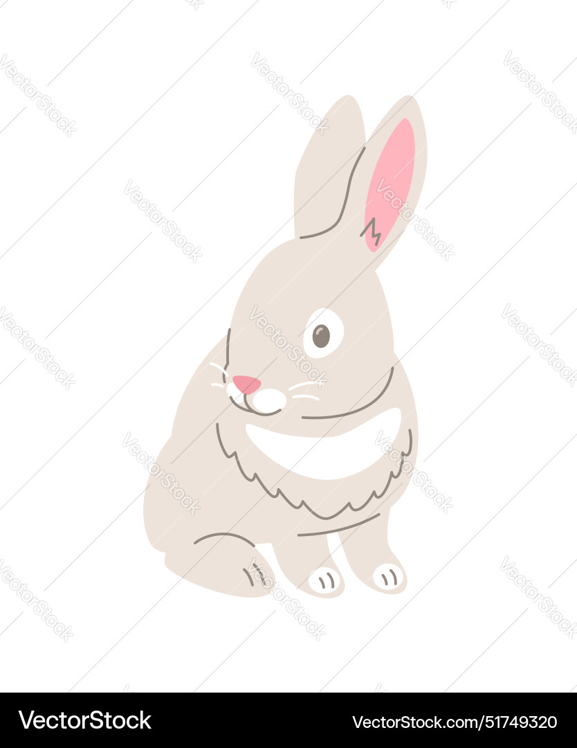 Cute little pet rabbit doodle hand drawn character