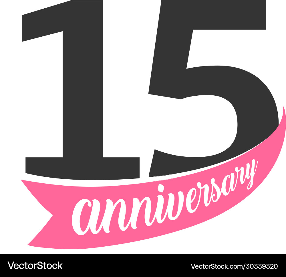 Fifteenth anniversary logo number 15 Royalty Free Vector