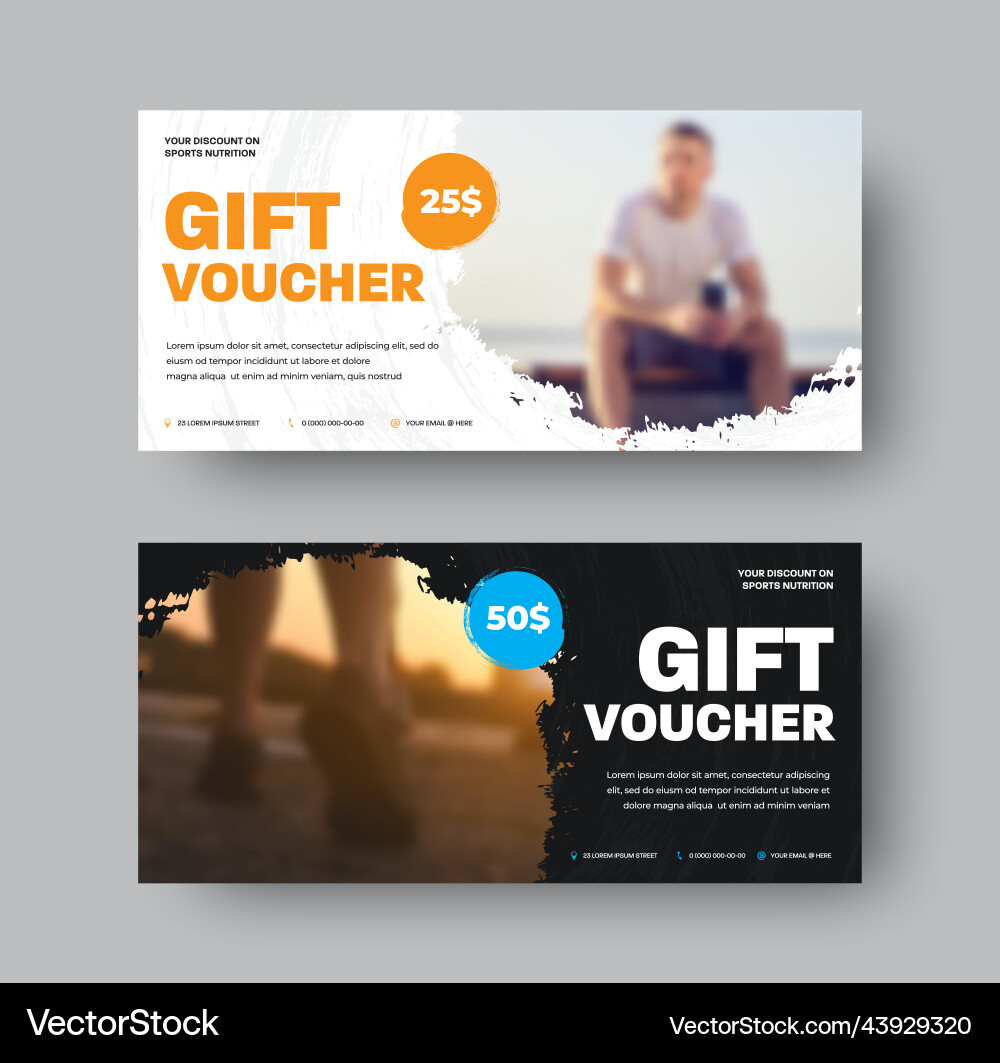 Gift voucher with brush stroke element on white Vector Image
