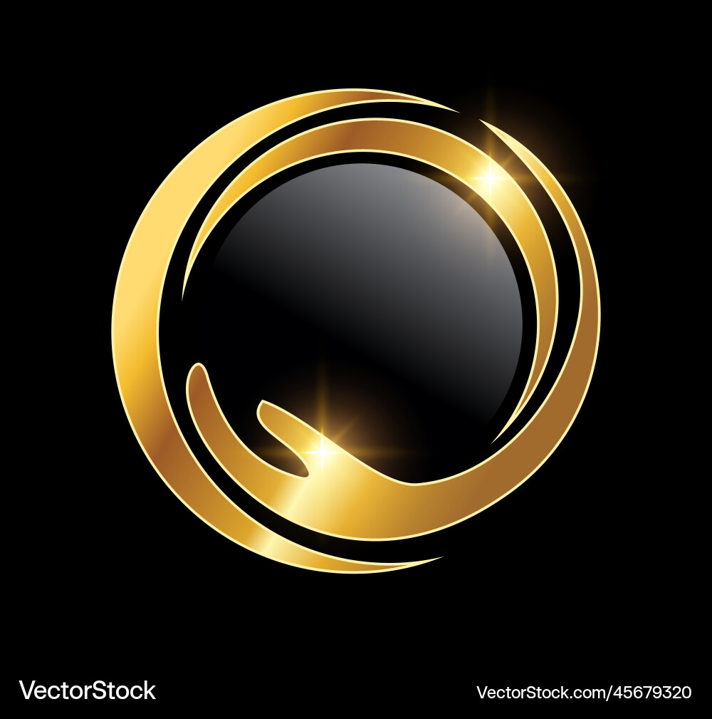 Golden circle hand logo icon Royalty Free Vector Image