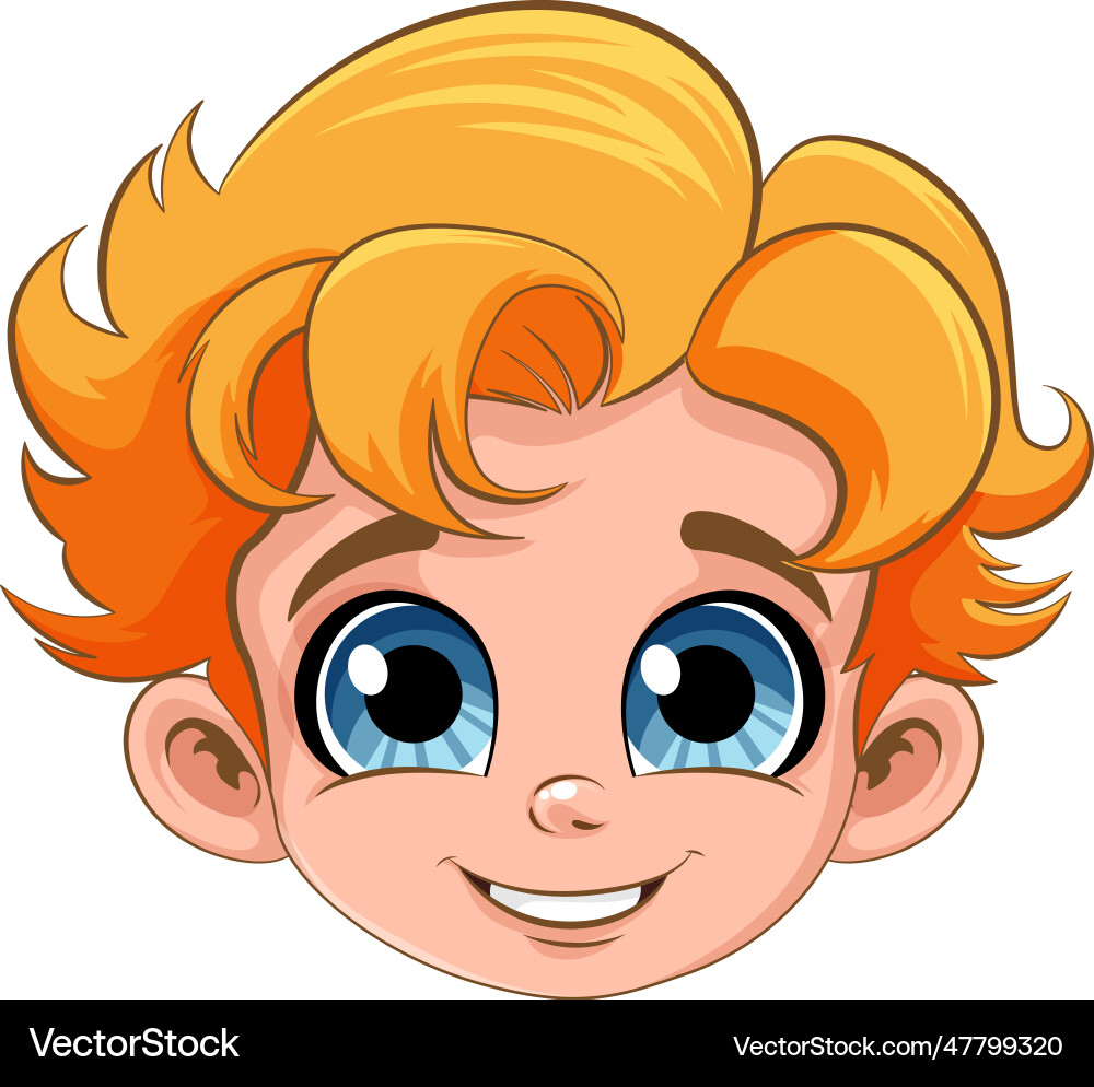 Happy boy head cartoon Royalty Free Vector Image