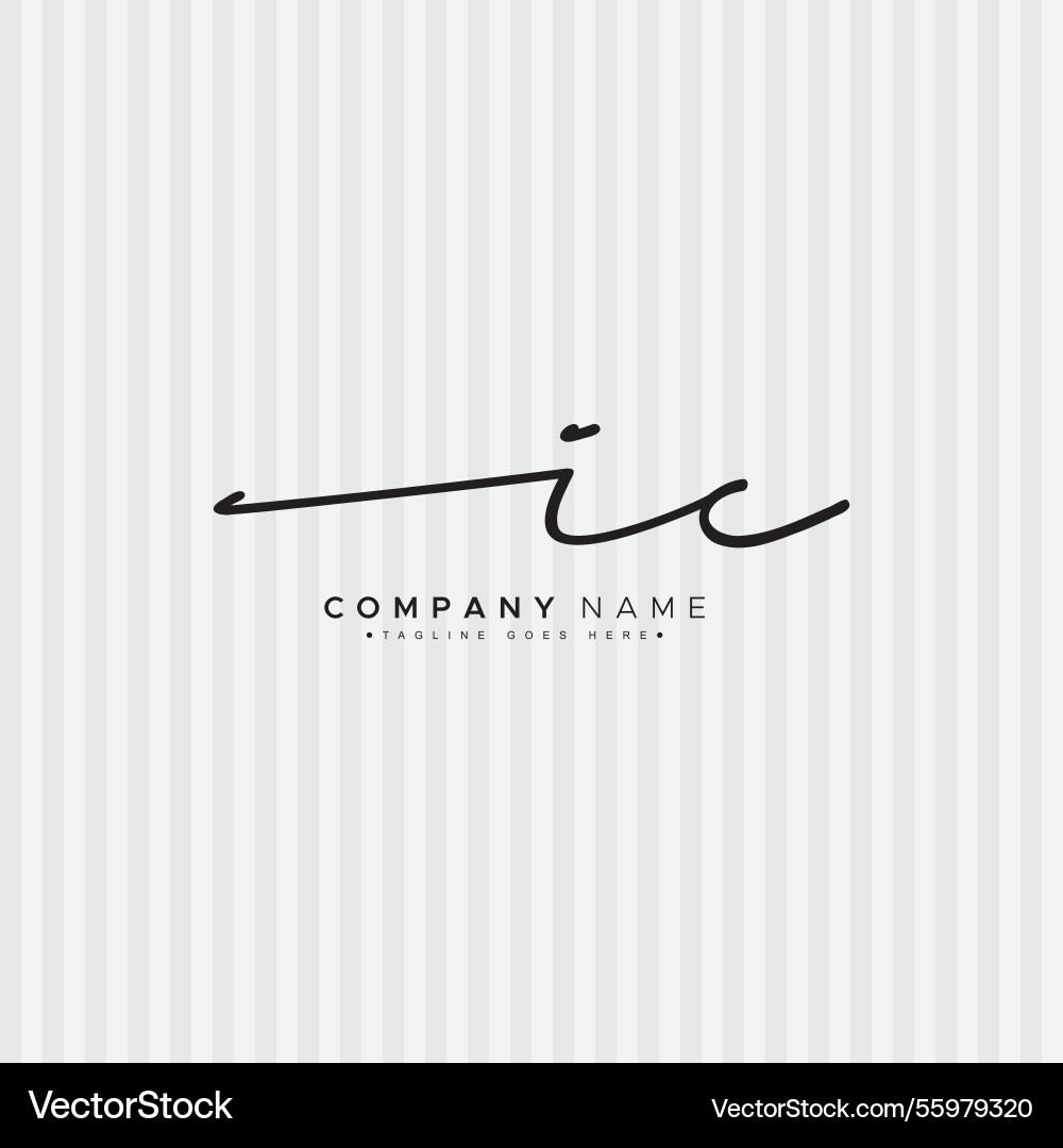 Ic simple signature logo - handwritten template Vector Image